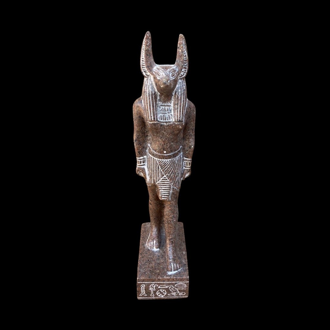 A Wonderful Statue of Anubis, Made of Red Granite, Handmade, Made in ...