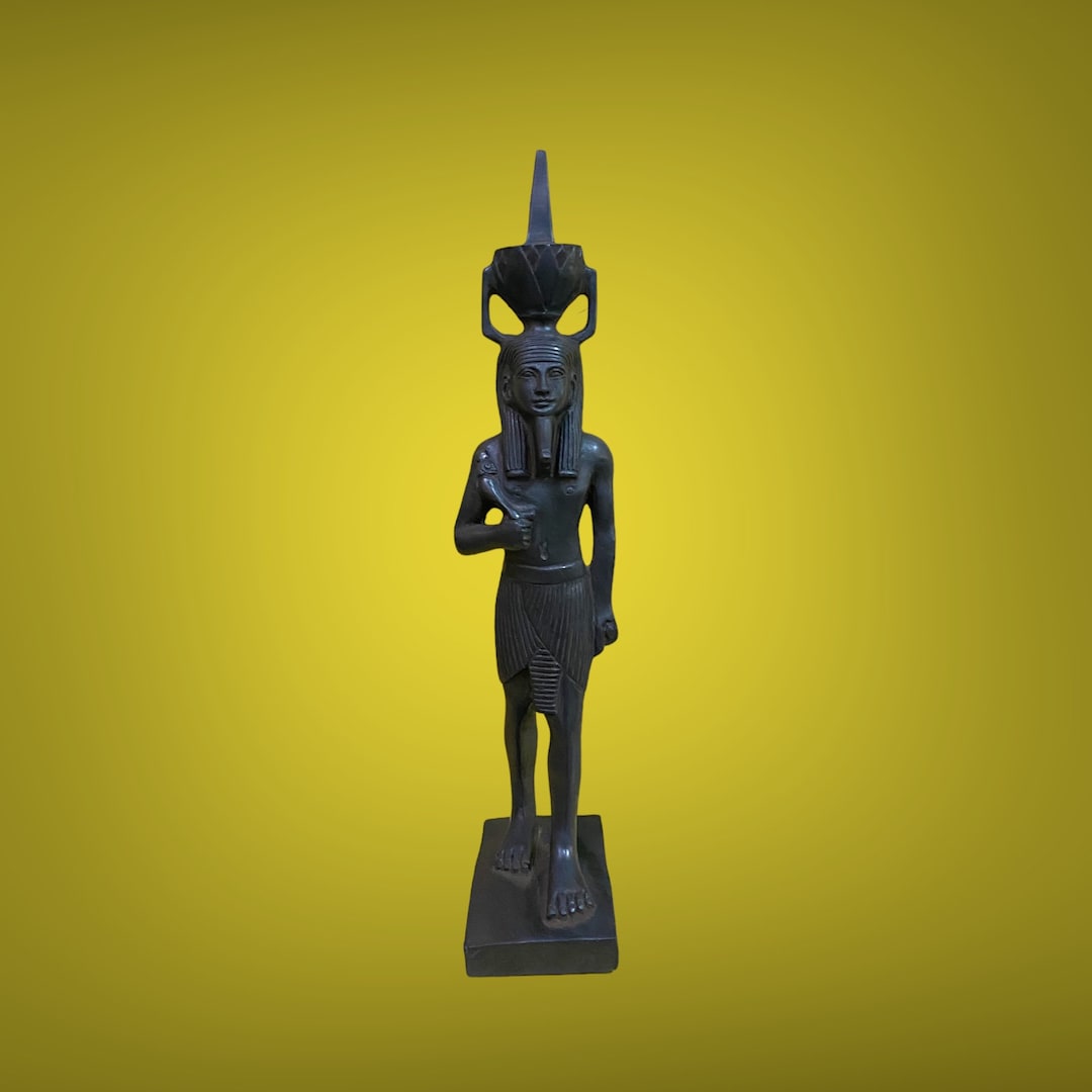 Unique Black Handmade Statue of Nefertum - Etsy
