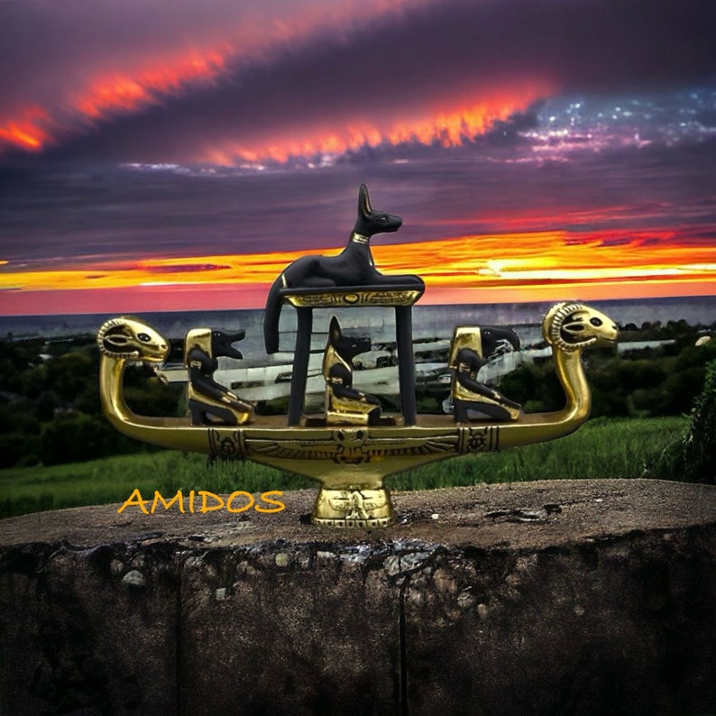 A Very Beautiful Funeral Boat for Anubis, With Thoth in the Front and ...