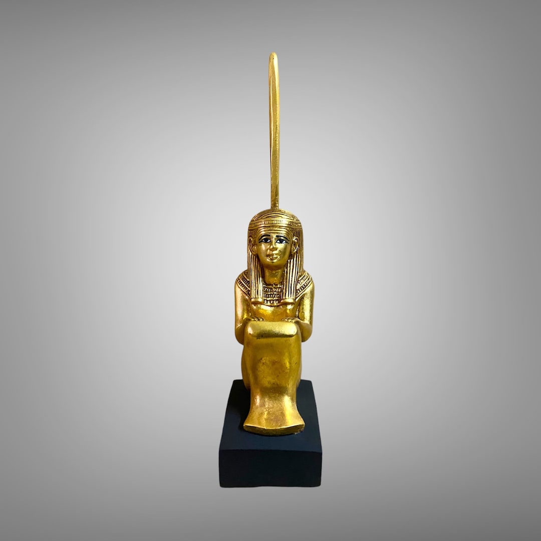 This Gorgeous and Unique Maat Statue in Gold Leaf With Black Base is ...