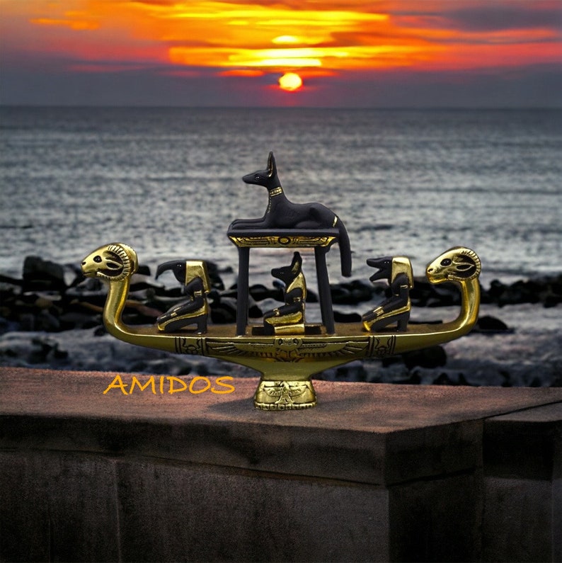 A Very Beautiful Funeral Boat for Anubis, With Thoth in the Front and ...