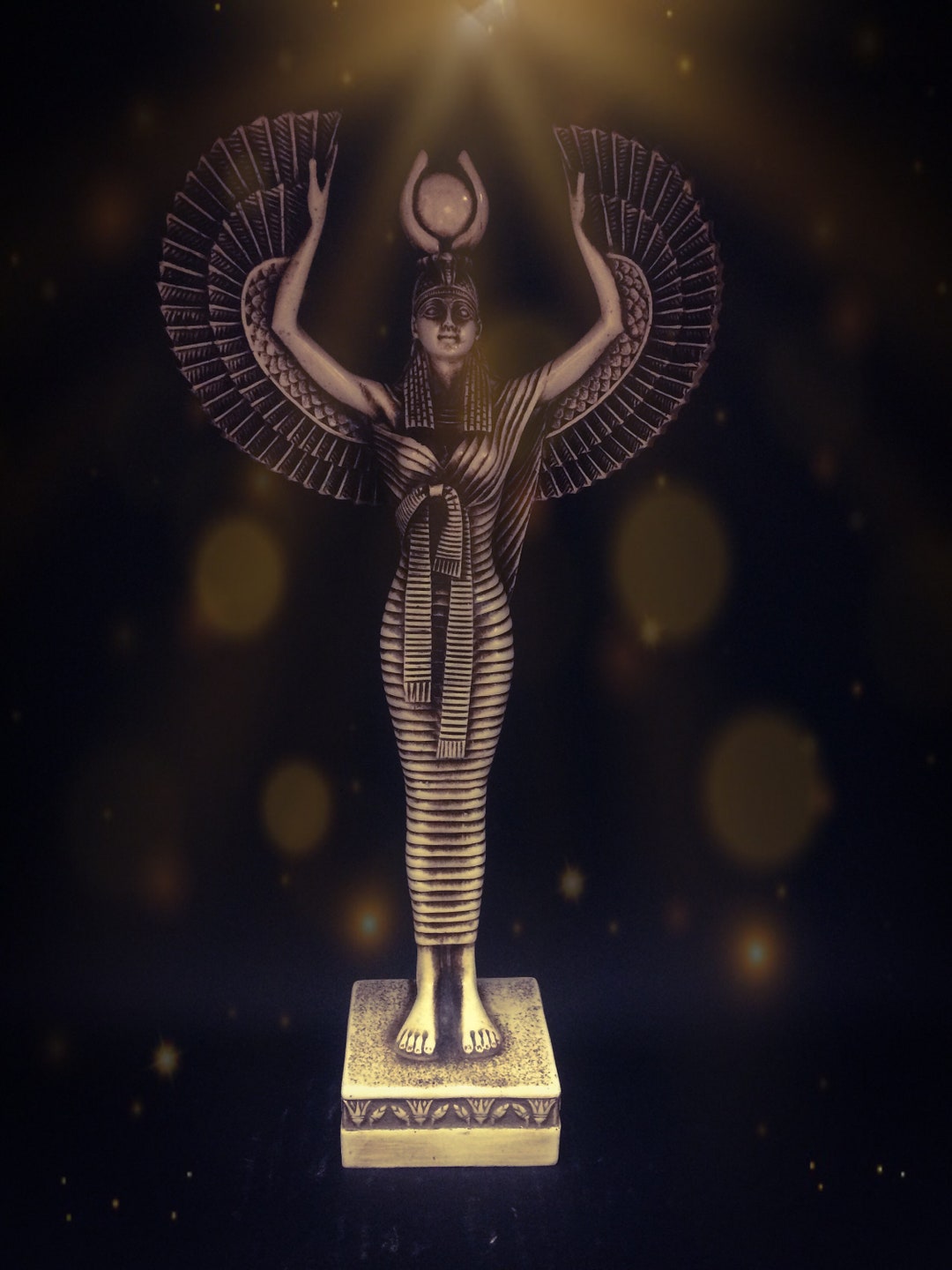 Winged Isis Statue Standing, Artificial Stone Cream Color - Etsy