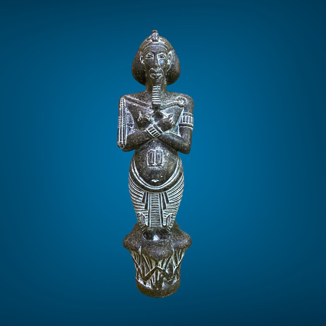Unique Statue of King Akhenaten of Green Granite - Etsy
