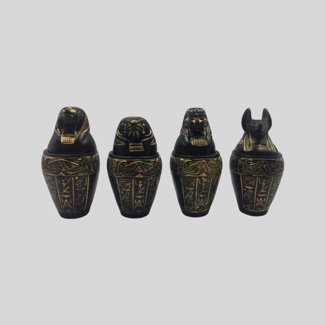 Canopic Jars Set, Excellent Industry, Hand Made, Black Color, Made in ...