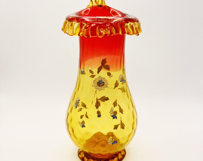 Legras - Glass Vase Turned Down Rim Amberina Honeycomb - 1880's - Art ...