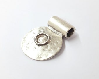 Round Frame Pendant Base Blank Settings Bezel Antique Silver Plated ...