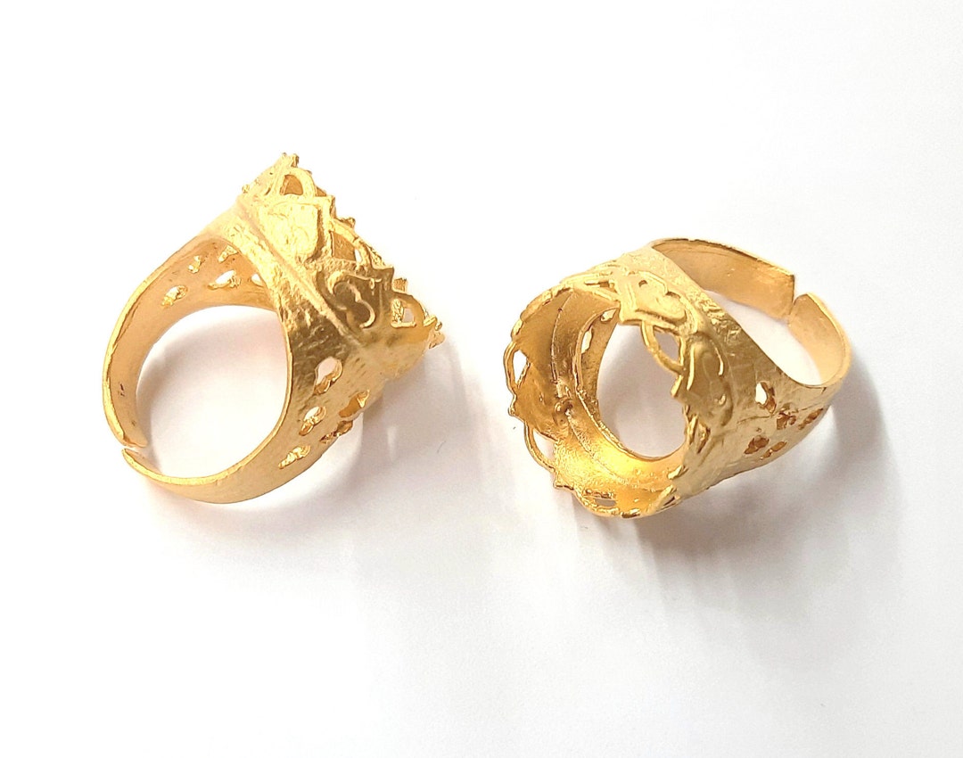 Signet Ring Setting Blank, Round Ring Bezel, Cabochon Mountings ...