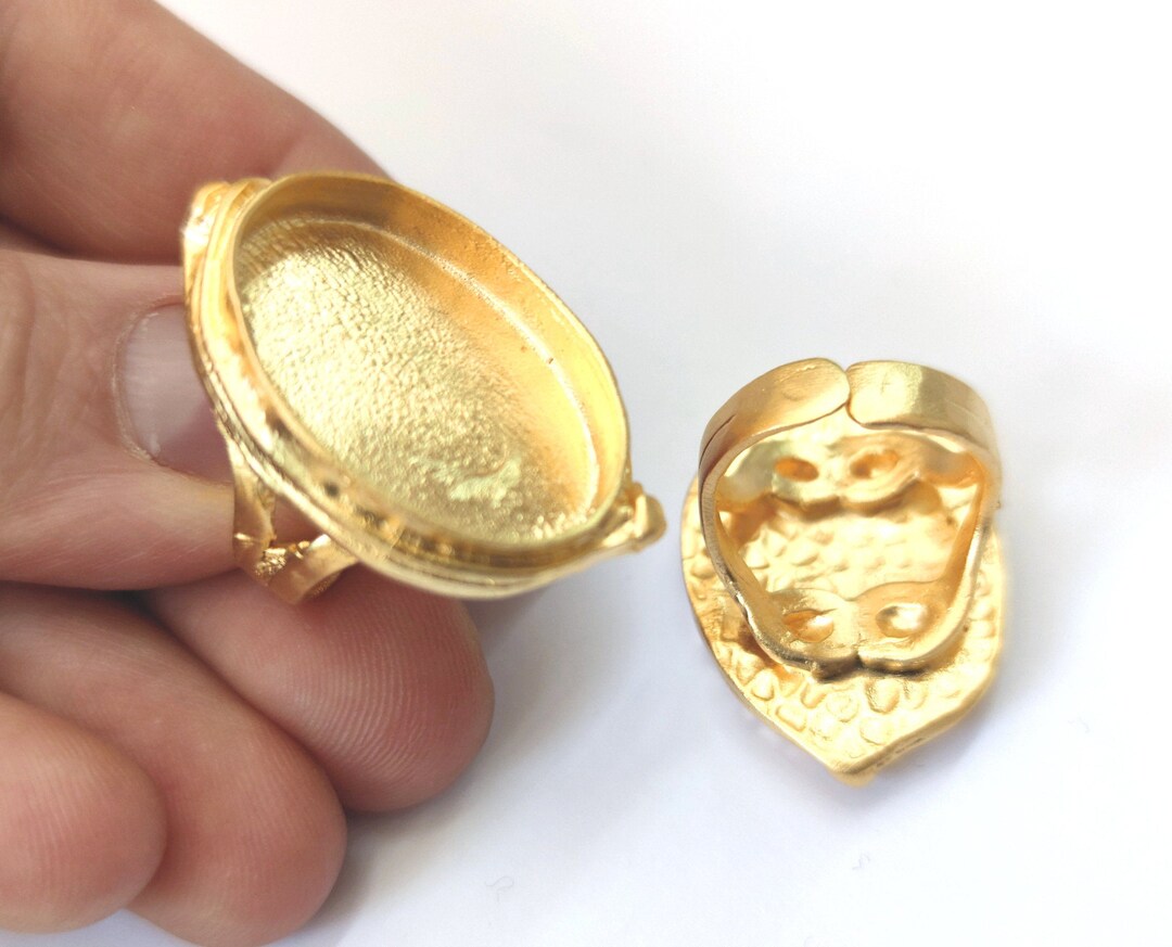 Oval Ring Blank Bezel Ring Base Matte Gold Plated Ring Base Brass ...