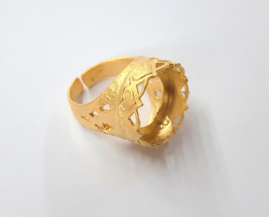 Signet Ring Setting Blank Round Ring Bezel Cabochon - Etsy