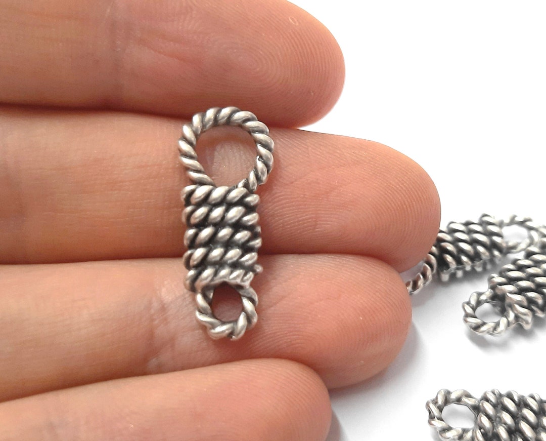 4 Noose Rope Knot Connector Charms Antique Silver Plated Charms 25x10mm ...