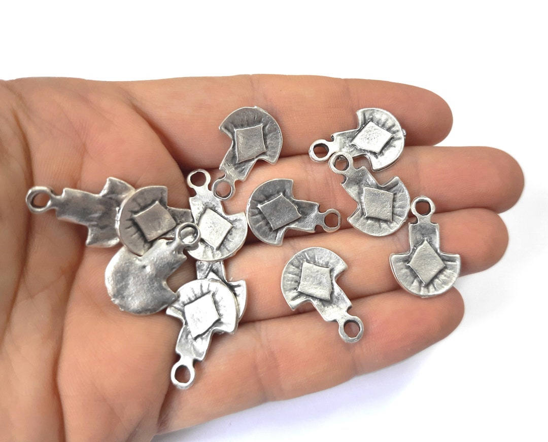5 Ethnic Silver Charms Antique Silver Plated Charms 22x15mm HNF702 - Etsy