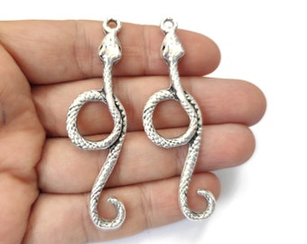 15pcs Snake Charms Silver Tone Snake Charm Pendants 11x33mm - Etsy