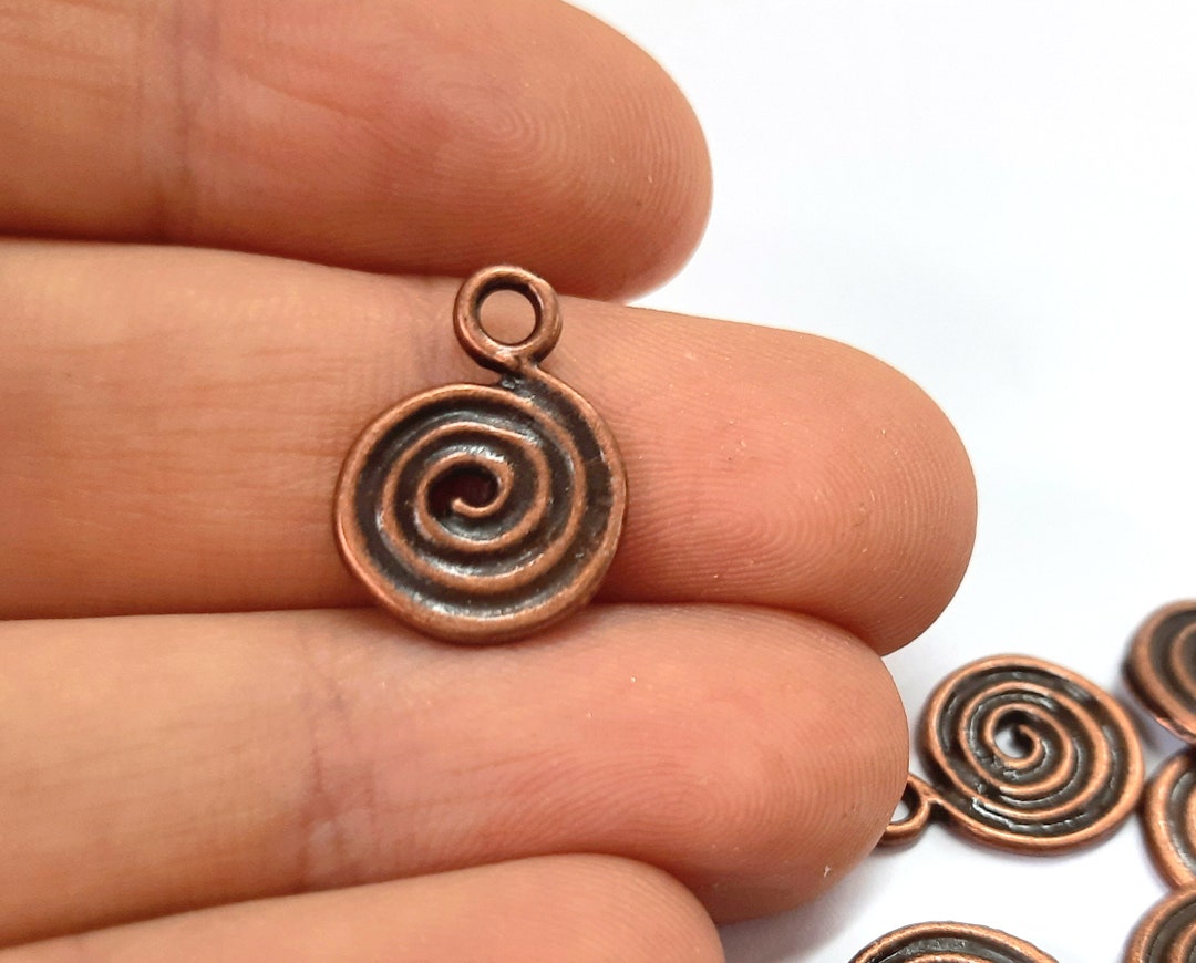 10 Swirl Spiral Charms Antique Copper Plated Charms 17x13mm HNF417 - Etsy
