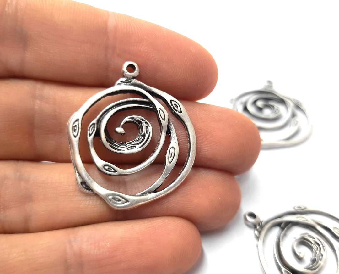 2 Swirl Charms 32x28mm Antique Silver Plated Charms HNF355 - Etsy