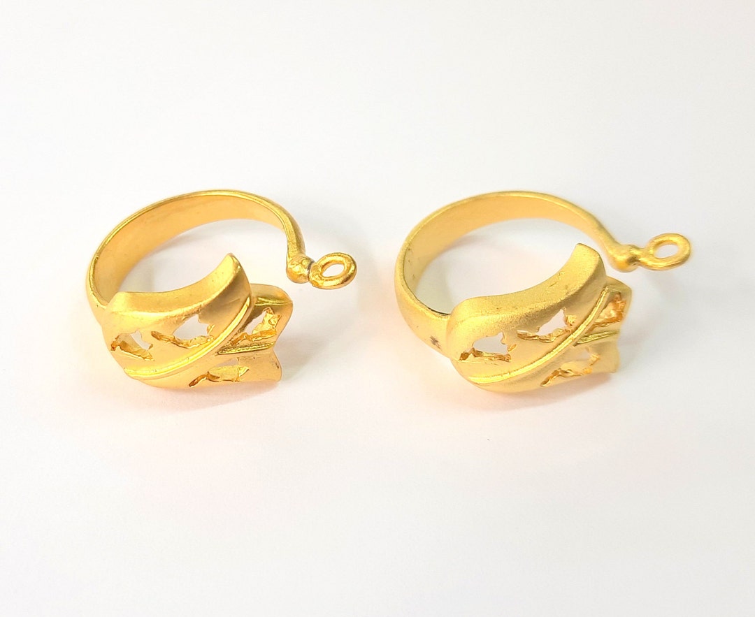 Tulip Ring With Loop for Charms , Flower Nature Organic Statement Ring ...