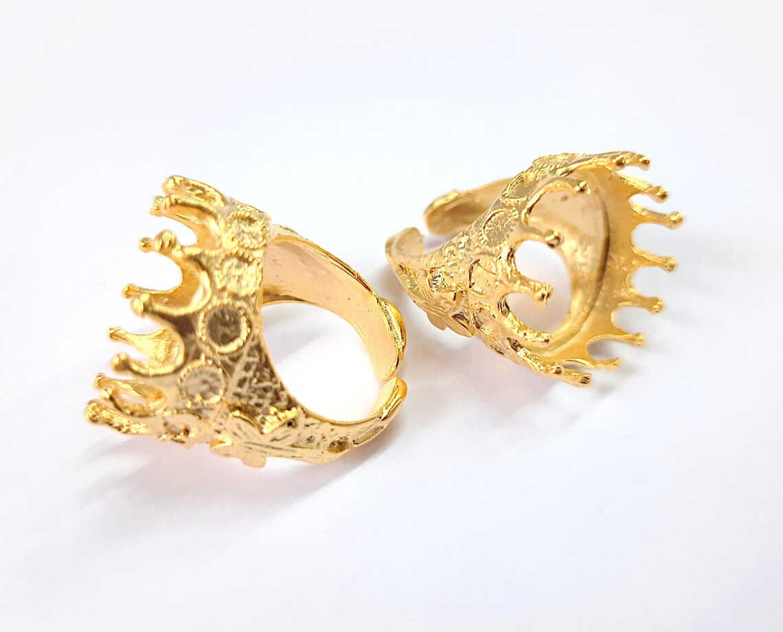 Signet Ring Setting Blank, Round Ring Bezel, Cabochon Mountings ...