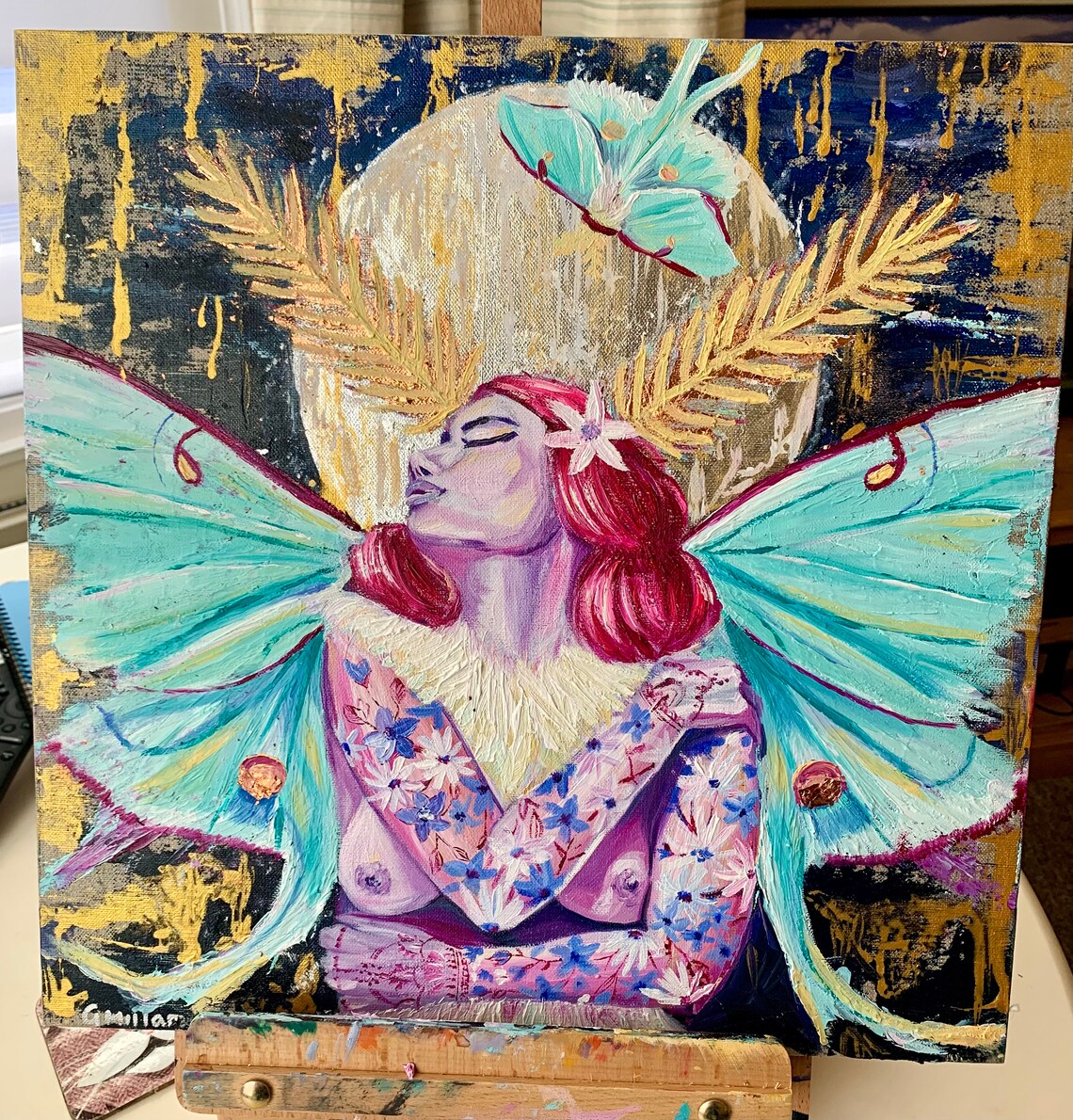 Luna Moth Fae oil painting | Etsy