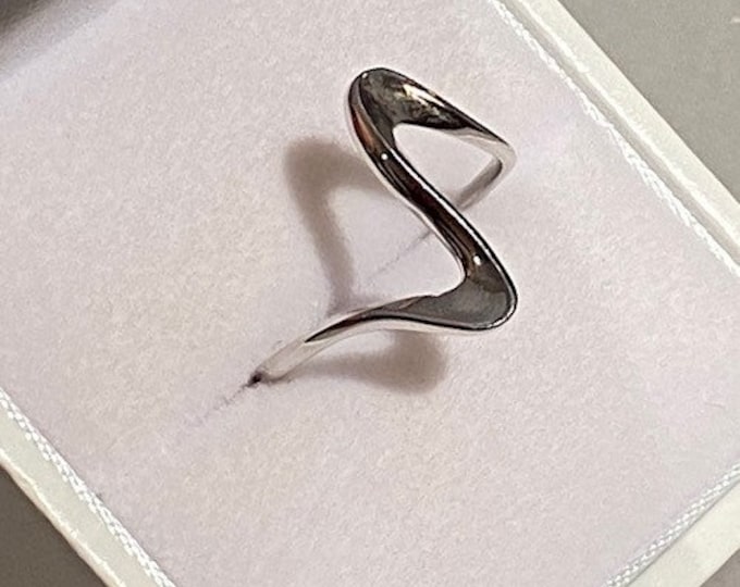 Sterling Silver Wave Ring, Silver Wave Ring, Wave Ring, Wire Ring, Ocean Ring, Silver Ring ...