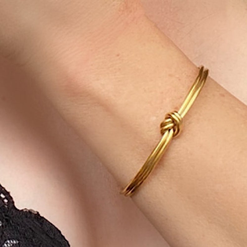 Cuff, 18ct Gold Plated Knot Detailed Cuff, Open Cuff, Adjustable ...