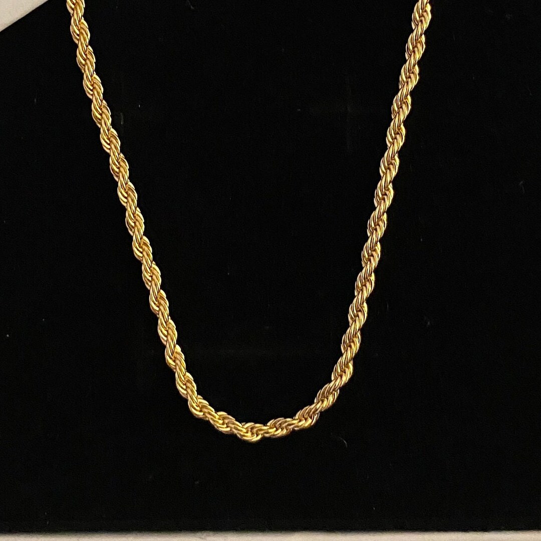 Waterproof Rope Necklace 18ct Gold Plated Twisted Ladies Necklace ...