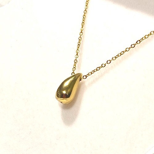 Water Drop Pendant, Gold Plated Waterdrop Necklace, Minimalistic Gold ...