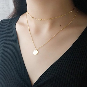 18ct Gold on Silver Coin Pendant Necklace, Double Row, Vermeil Layering ...