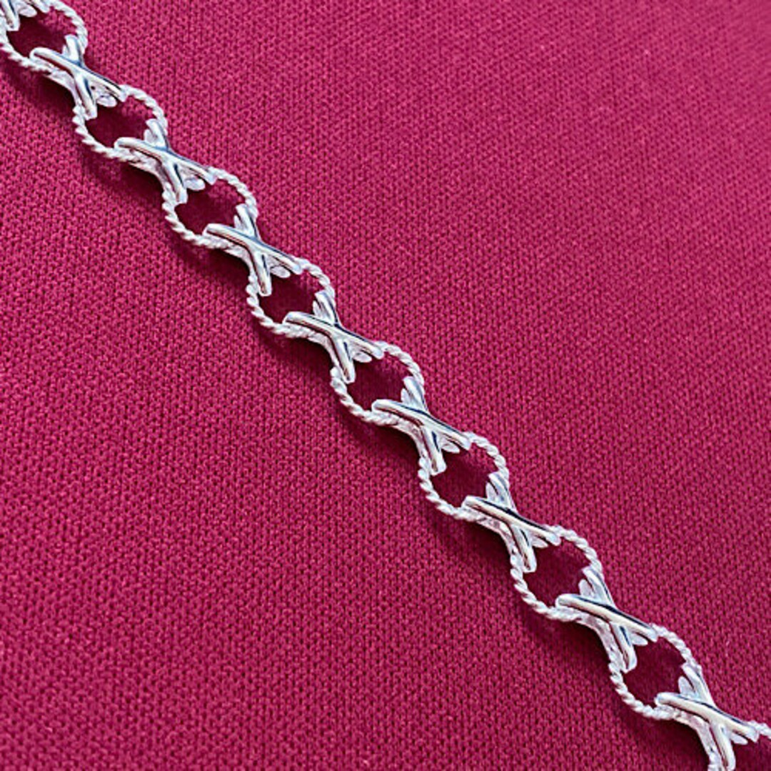Silver Hugs and Kisses Bracelet, Gift for Her, Textured Handmade Thick ...