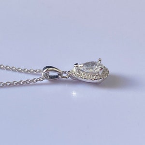 Diamond White Teardrop Pendant Silver Chain | Simulated Diamond | 60th ...