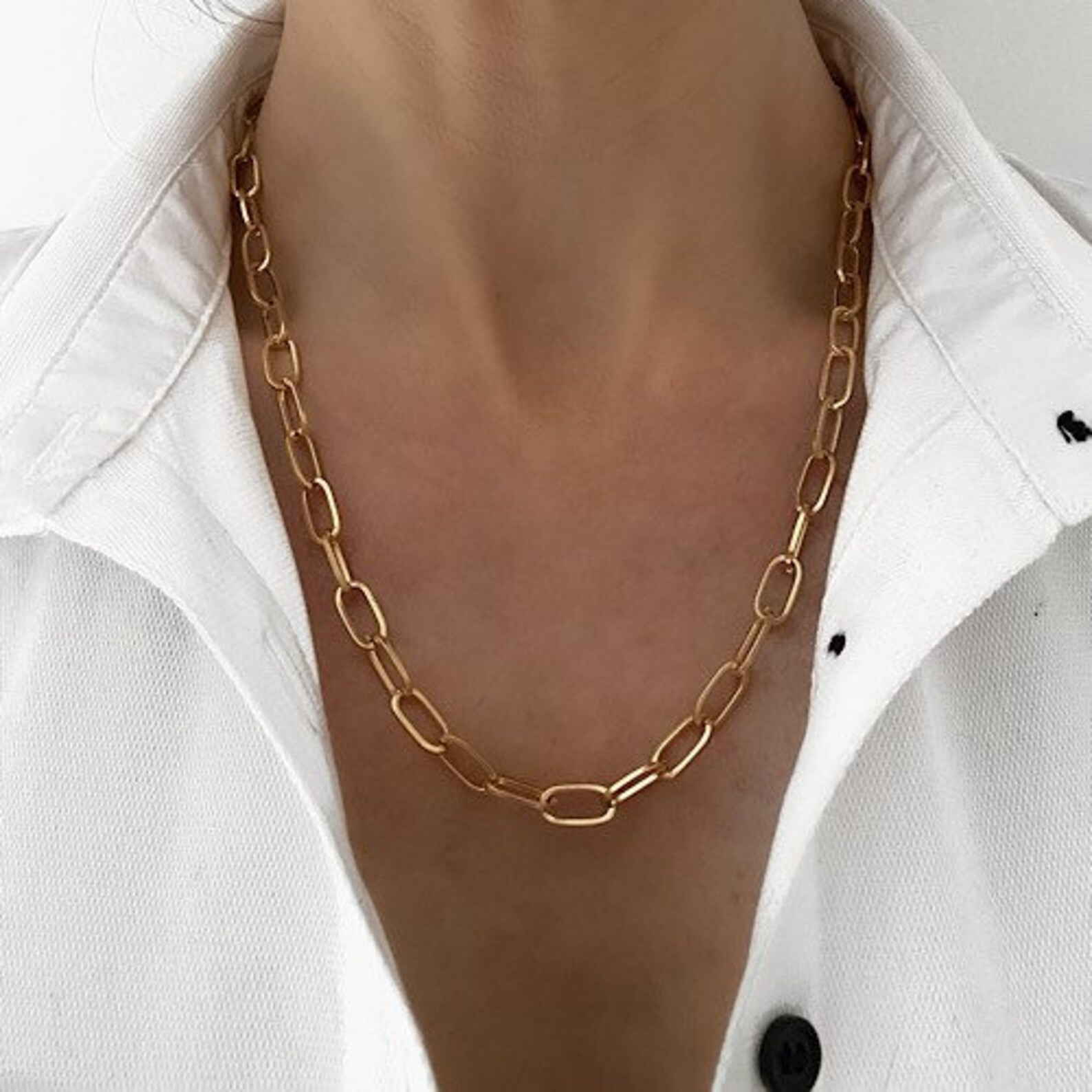 18ct Gold Plated Paper clip Necklace Striking Staple Piece | Etsy