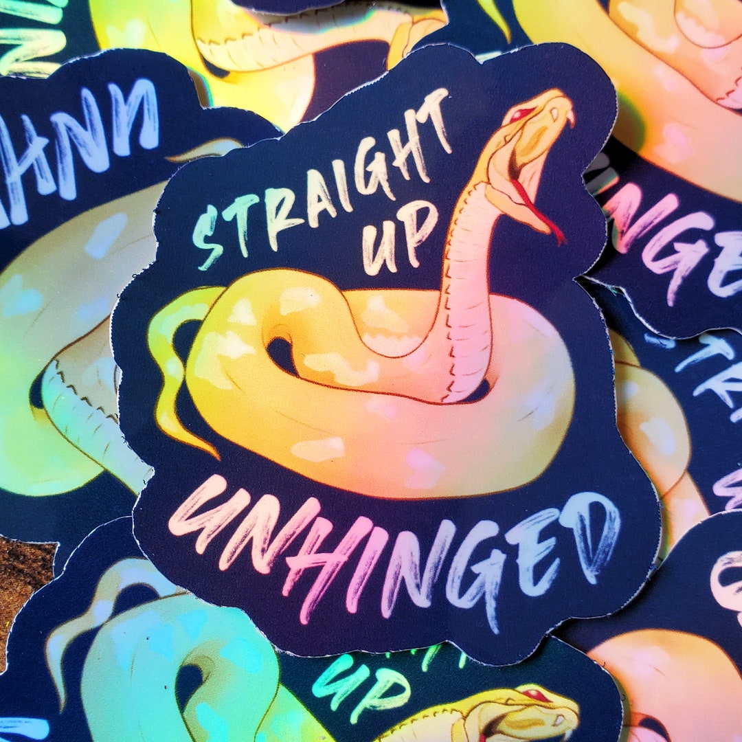 Snake Holographic Sticker, Straight up Unhinged, Iridescent Sticker, Python, Banana, Laptop ...