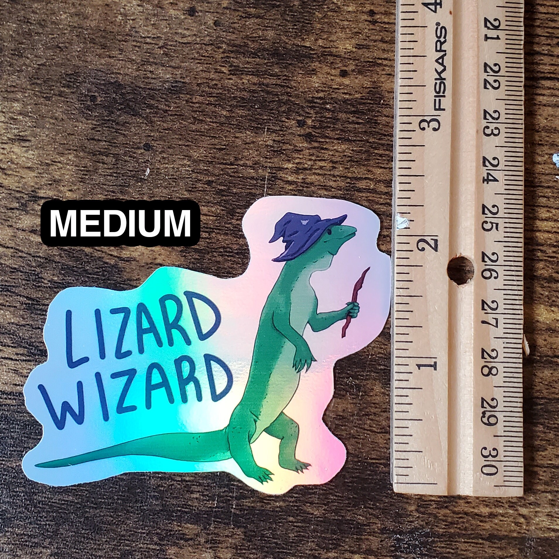 Lizard Wizard Holographic Sticker Iridescent Sticker Witch - Etsy