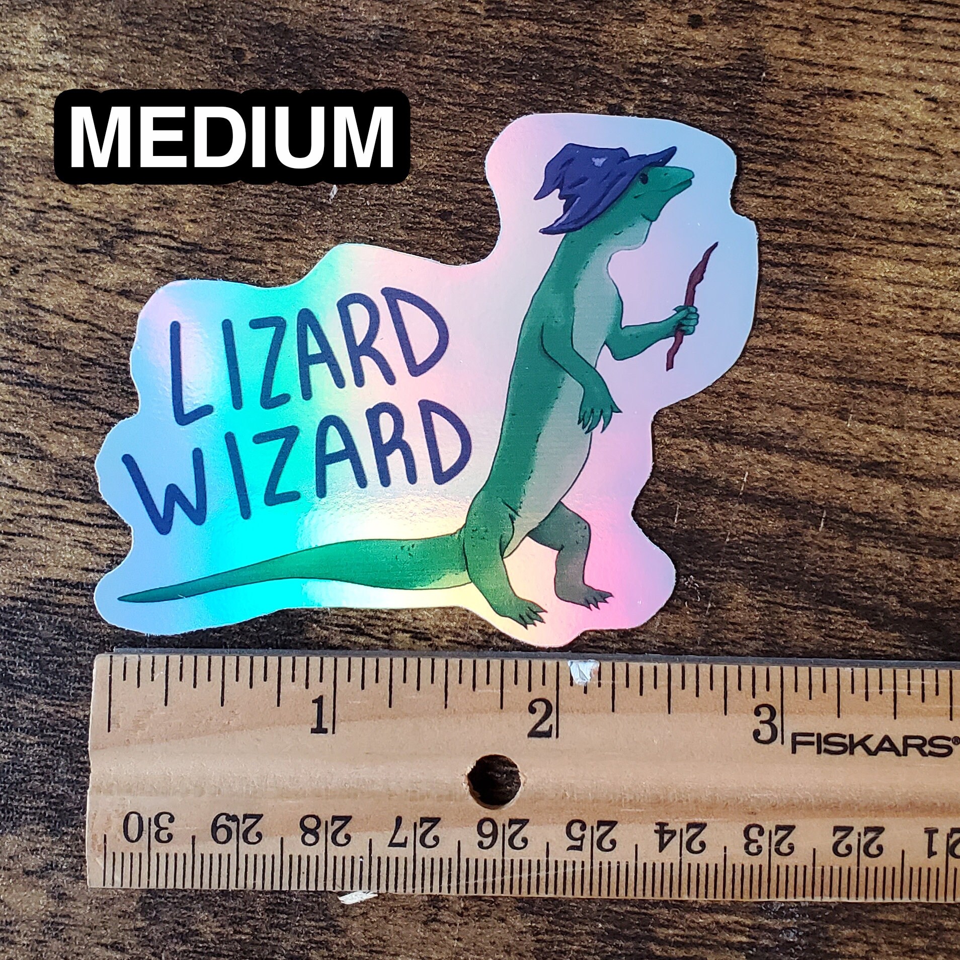 Lizard Wizard Holographic Sticker, Iridescent Sticker, Witch ...