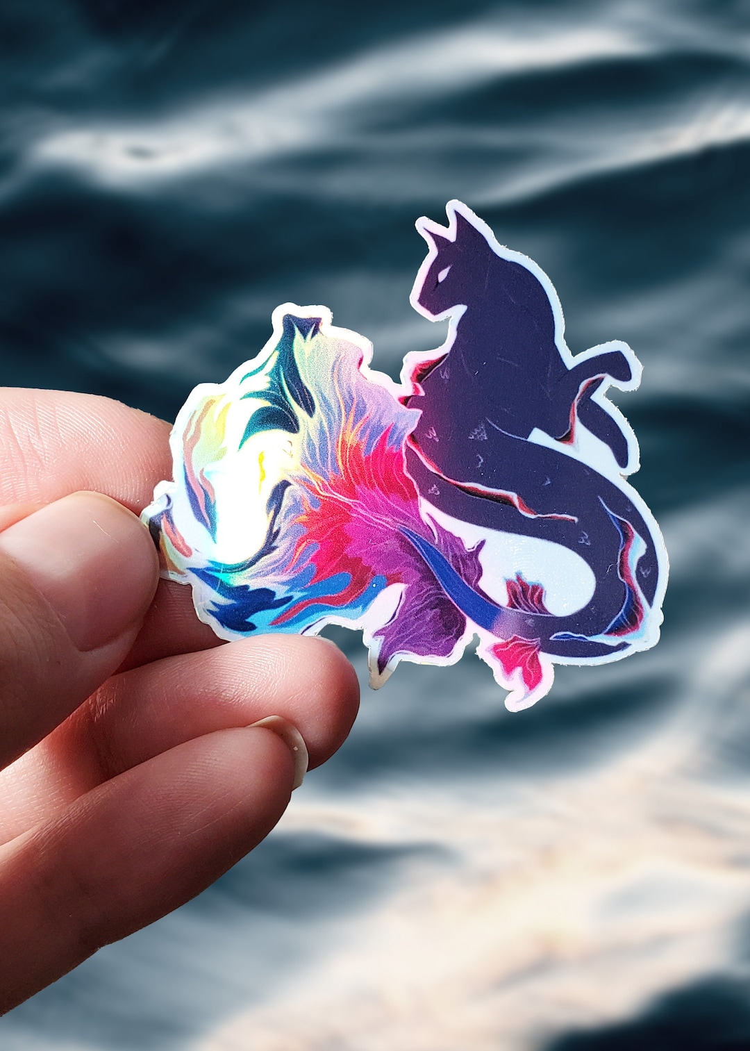 Holographic Betta Cat Sticker, Beta Fish, Rainbow Sticker, Cats, Fish ...