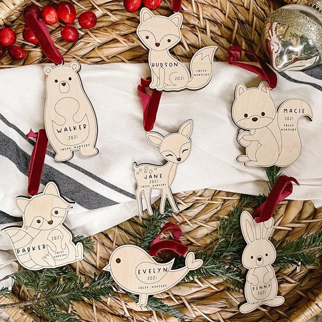 Etichette regalo con animali del bosco incisi / Bambini Rustico Ricordo ...