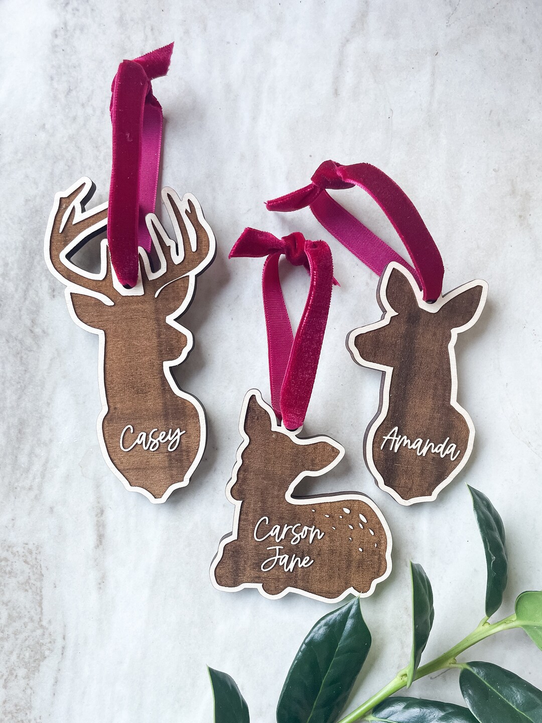 Engraved Deer Head Ornament | Hunting Season Keepsake Ornament, Rustic ...