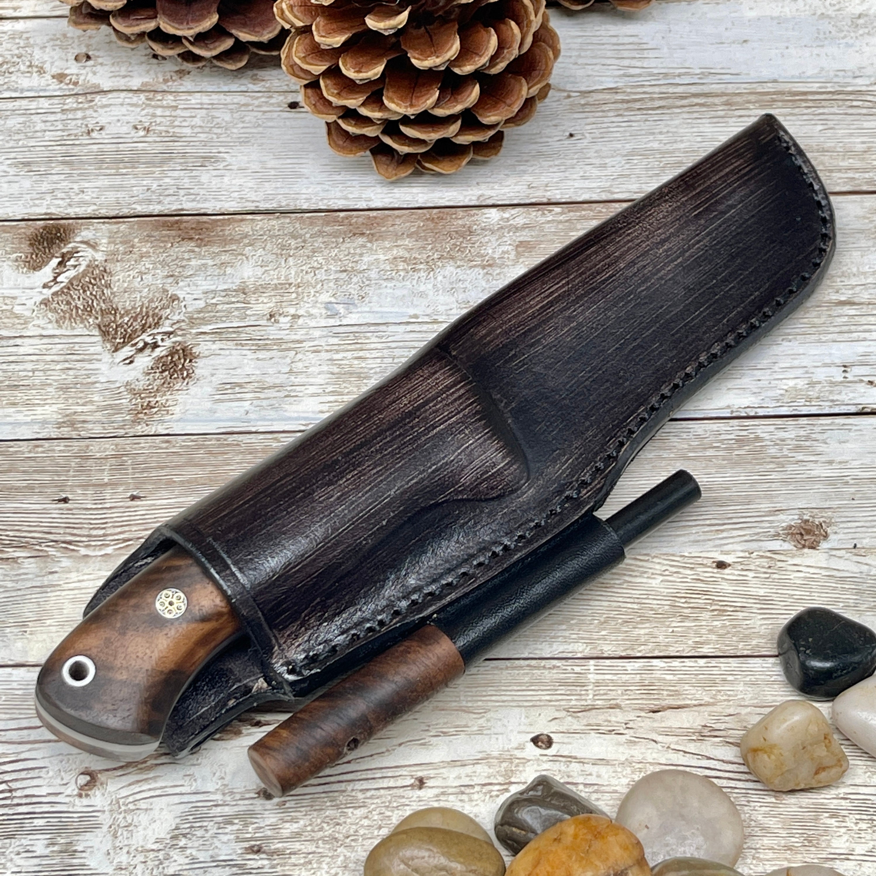 Full Tang Scandi Bohler N690 Steel Bushcraft Knife With Walnut Wood ...