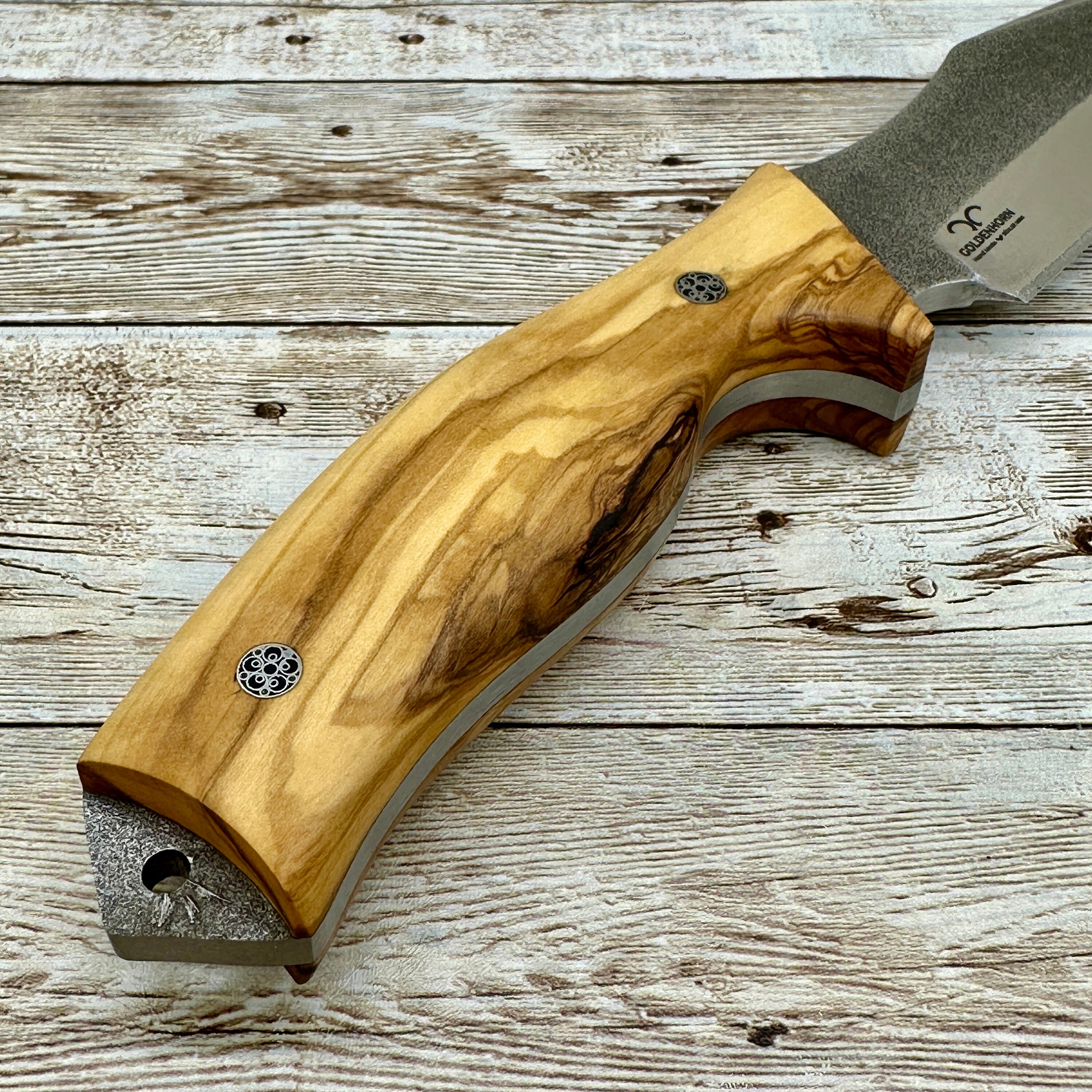 Tactical Knife With N690 Bohler Steel Olive Handle and 1/8 Inch Leather ...