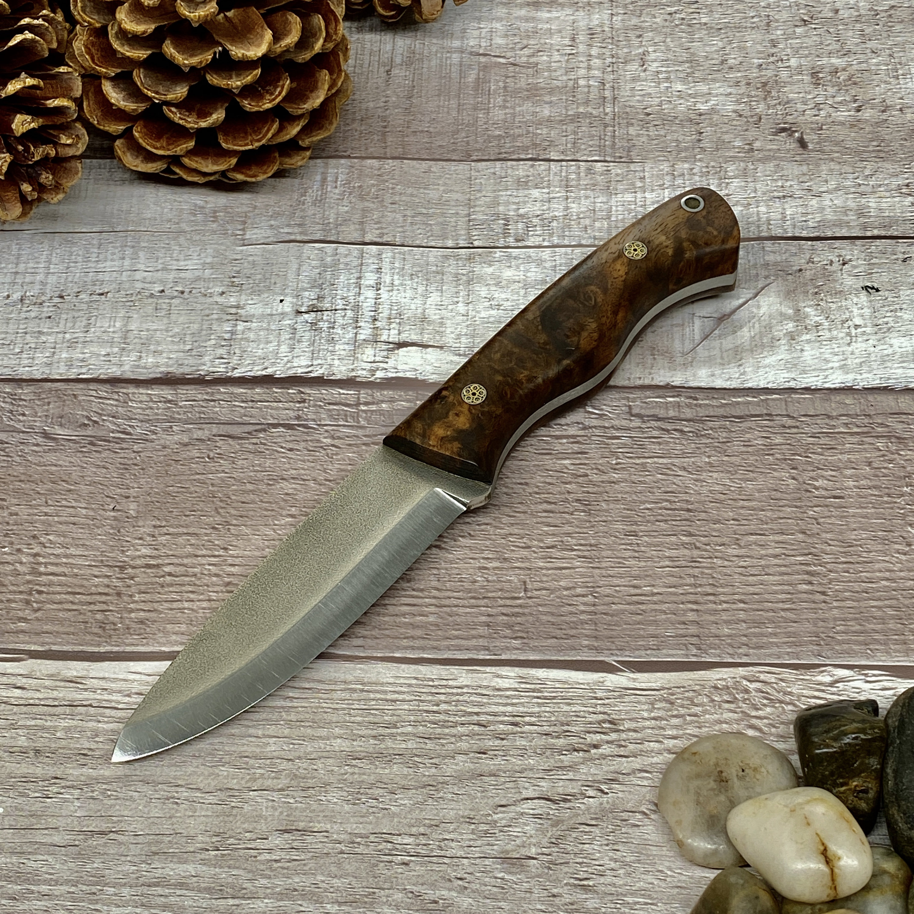 Full Tang Scandi Bohler N690 Steel Bushcraft Knife With Walnut Wood ...