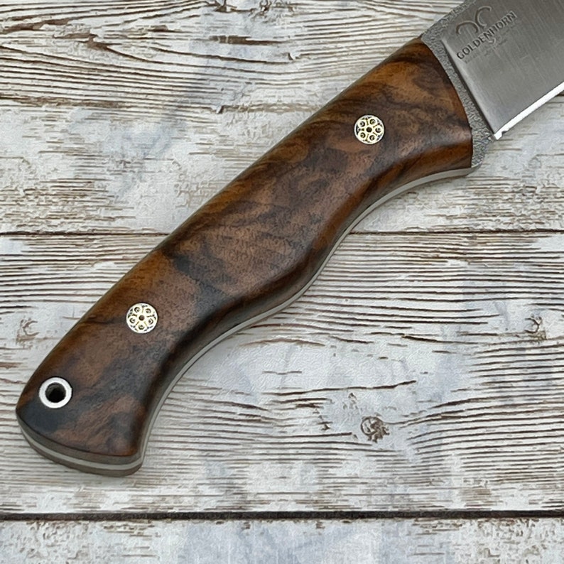 Bushcraft Knife, Camping Knife With Customized Wood Handle and Leather ...
