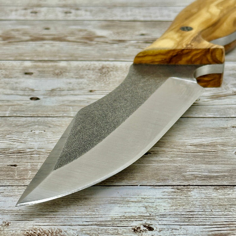 Tactical Knife With N690 Bohler Steel Olive Handle and 1/8 Inch Leather ...