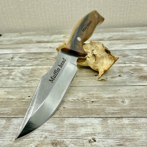 Hunting Knife With N690 Bohler Steel Walnut Handle and 1/8 Inch Leather ...