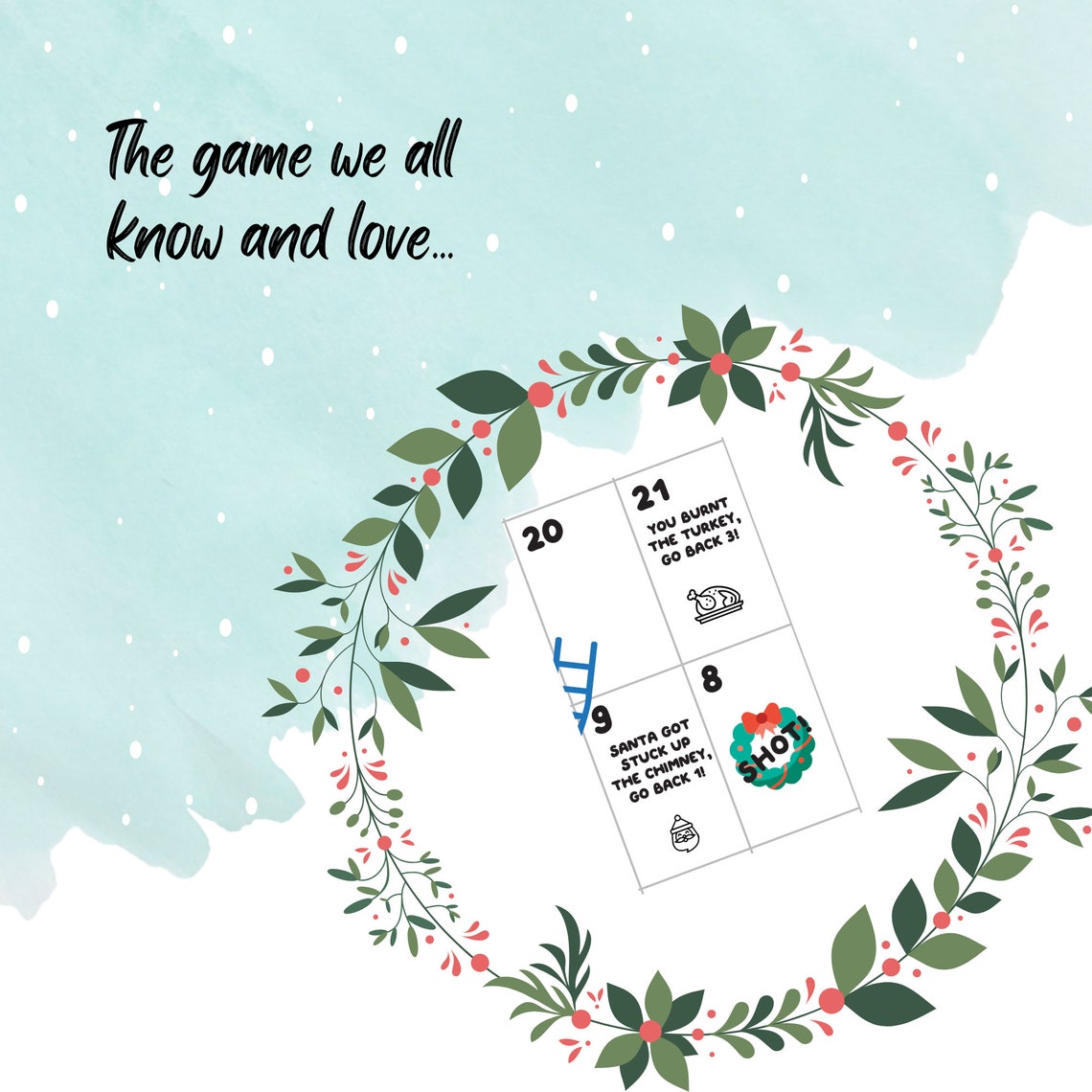 PRINTABLE Christmas Snakes and Ladders Drinking Board Game Digital ...