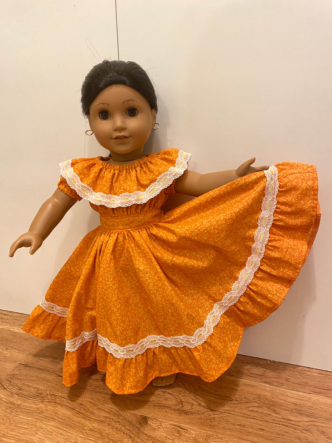 Orange Floral Spanish Style Fiesta Dress Fits 18” Girl Dolls - Etsy