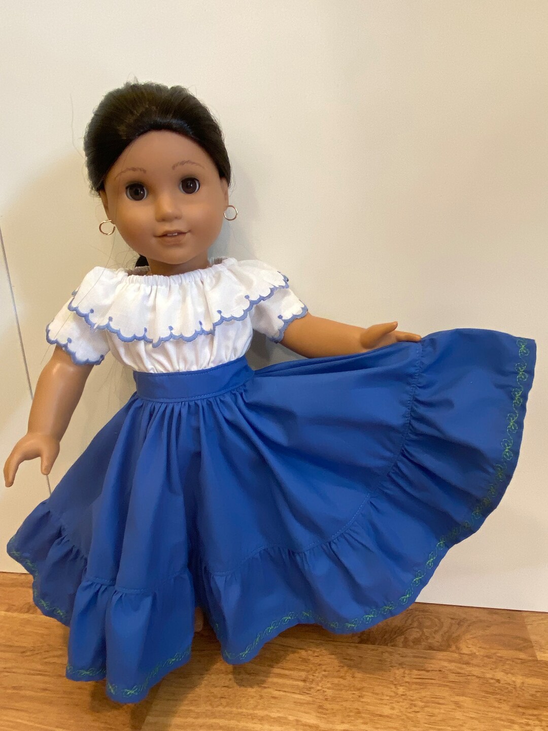 Blue White Spanish Style Fiesta Dress for 18 Girl Dolls - Etsy