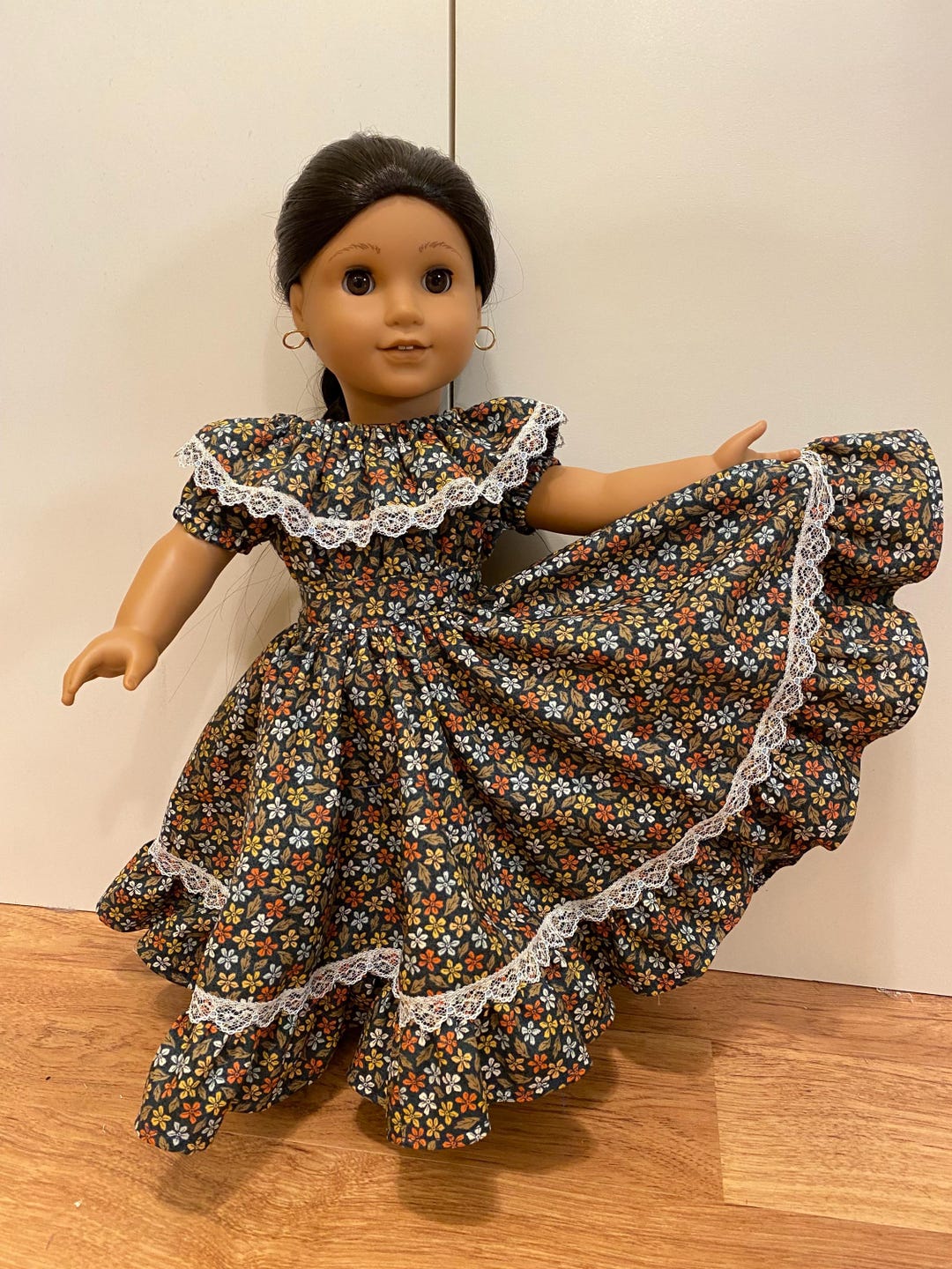 Navy Floral Spanish Style Fiesta Dress Fits 18” Girl Dolls - Etsy