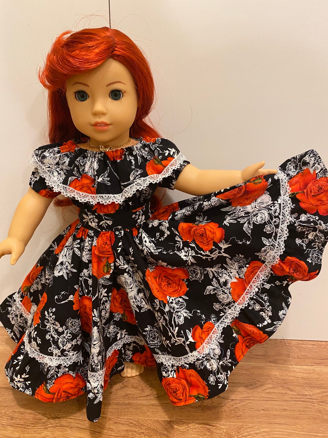 Red Rose Spanish Style Fiesta Dress Fits 18” Girl Dolls - Etsy
