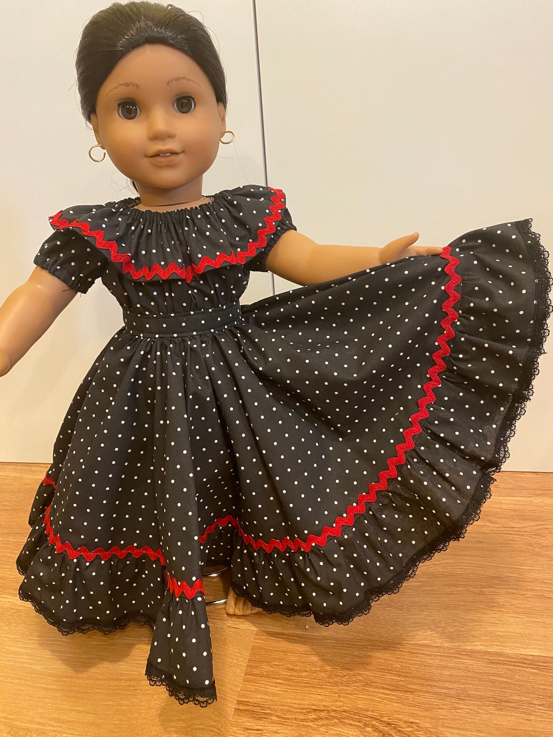 Black White Red Spanish Style Fiesta Dress Fits 18” Girl Dolls - Etsy