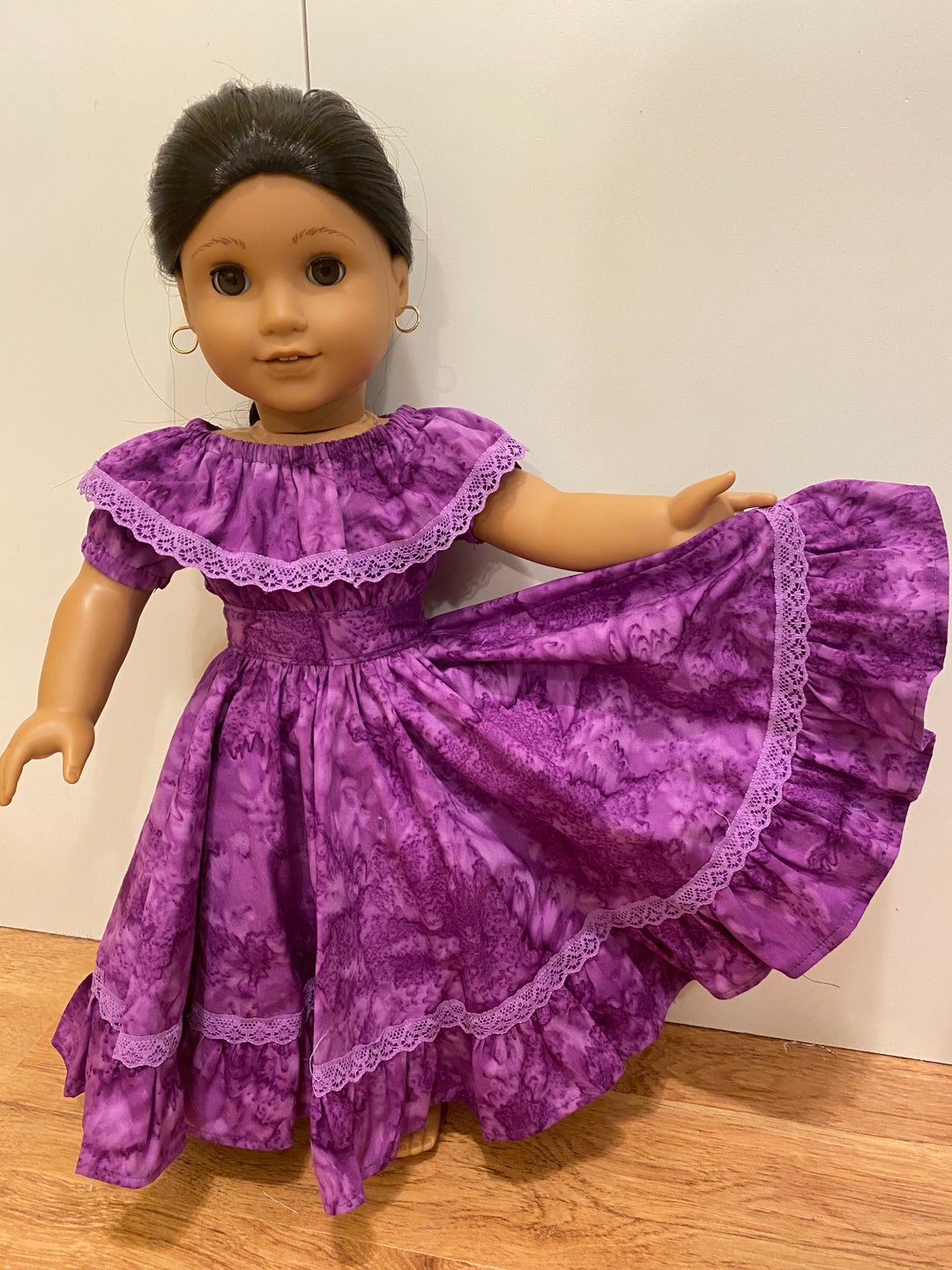 Purple Batik Spanish Style Fiesta Dress Fits 18” Girl Dolls - Etsy