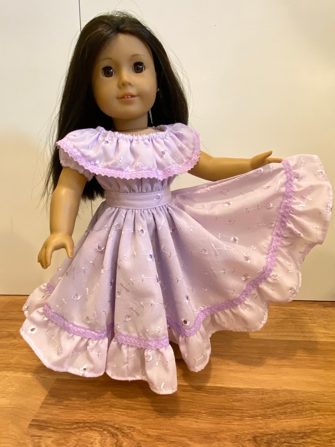 Purple Lavender Eyelet Spanish Style Fiesta Dress Fits 18 Girl Dolls - Etsy