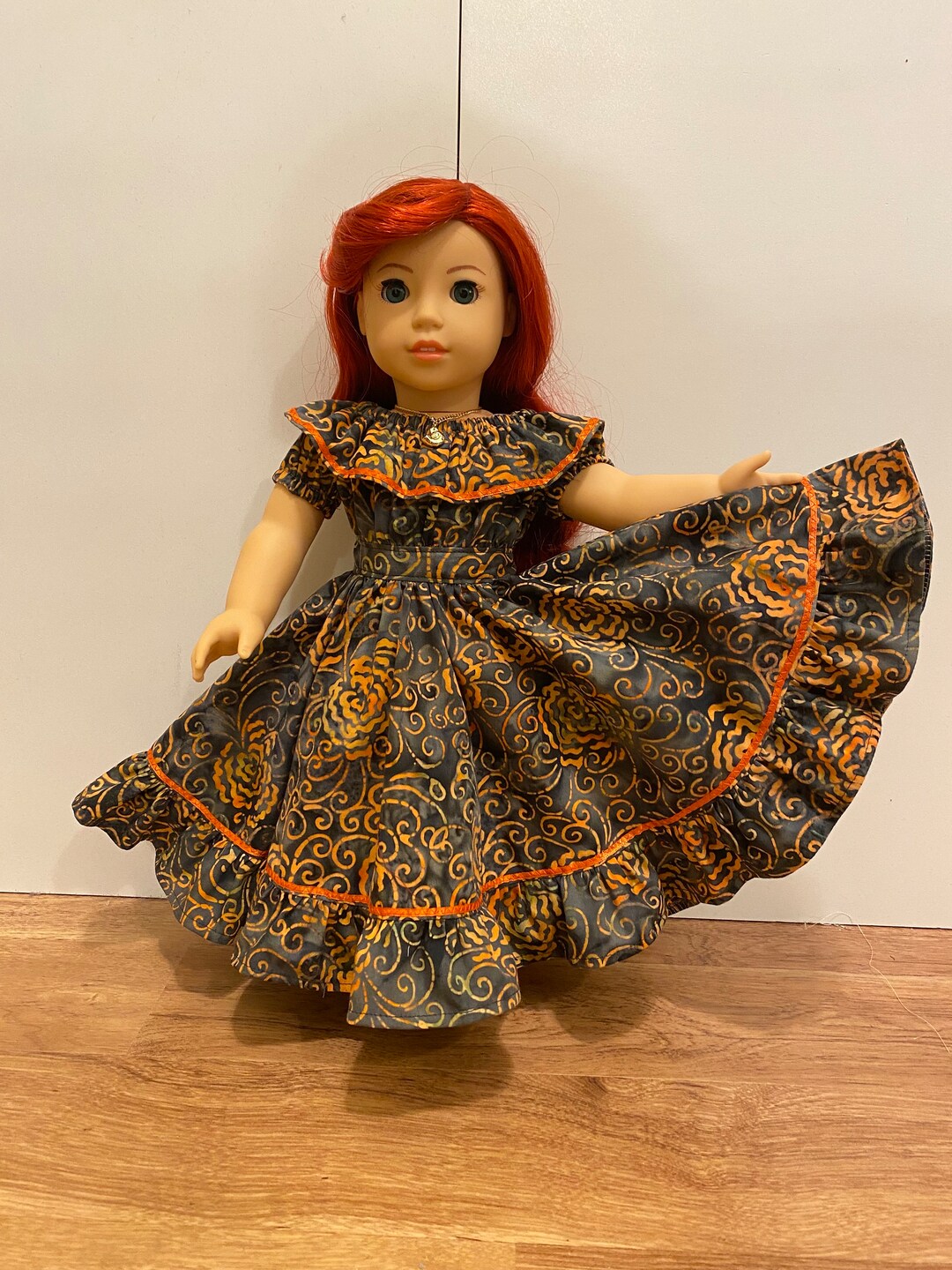 Orange Batik Spanish Style Fiesta Dress Fits 18” Girl Dolls - Etsy